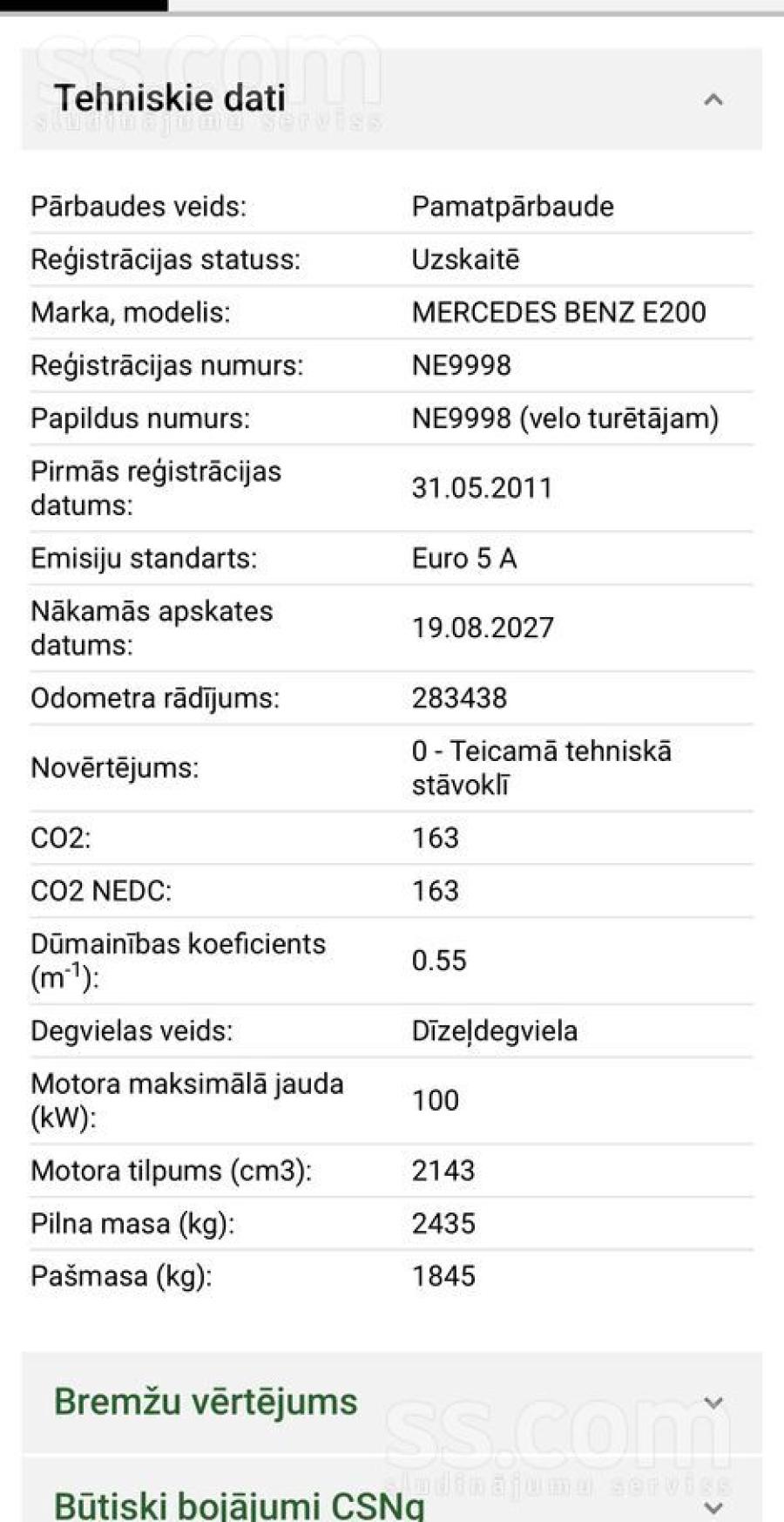 Balts Mercedes-Benz e-200 2011 Ogre, ar dzinēja tilpumu 2.10 L un nobraukumu 284 tūkst. km par 6300 €, foto 12 vietnē AUTOMOTO.COM.LV