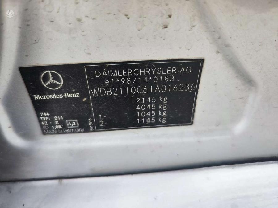 Серый Мерседес E 220 2002 в Каунас, объемом двигателя 2.15 л и пробегом 339 тыс. км за 1800 €, фото 16 на AUTOMOTO.COM.LV