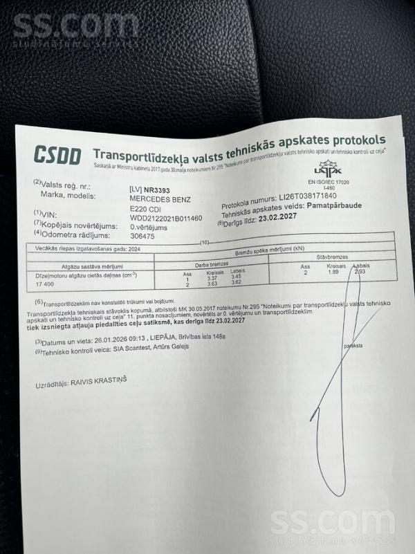 Balts Mercedes-Benz E 220 2014 Liepāja, ar dzinēja tilpumu 2.20 L un nobraukumu 306 tūkst. km par 7900 €, foto 10 vietnē AUTOMOTO.COM.LV