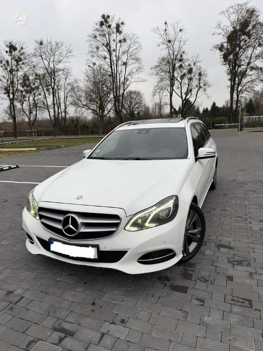 White Mercedes-Benz E 220 2015 in Kaunas, with an engine capacity of 2.14 L and mileage of 295 thousand km for 9399 €, photo 2 on AUTOMOTO.COM.LV
