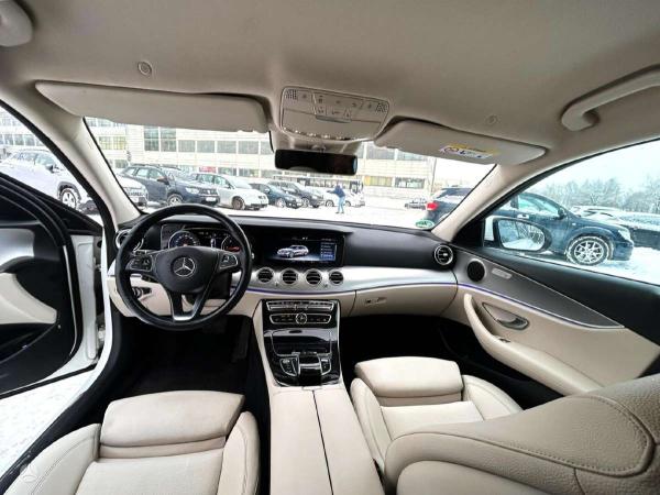 White Mercedes-Benz E 220 2017 in Vilnius, with an engine capacity of 1.95 L and mileage of 235 thousand km for 18450 €, photo 6 on AUTOMOTO.COM.LV