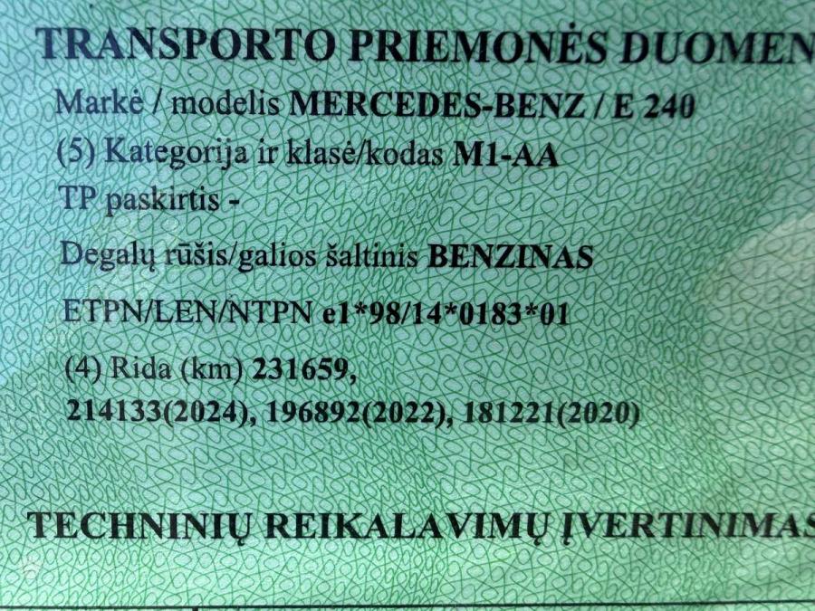 Серый Мерседес E 240 2002 в Вильнюс, объемом двигателя 2.60 л и пробегом 235 тыс. км за 1950 €, фото 16 на AUTOMOTO.COM.LV
