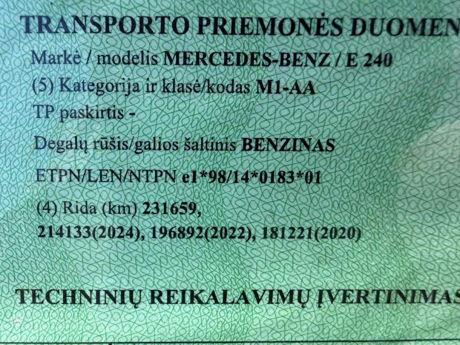 Серый Мерседес E 240 2002 в Вильнюс, объемом двигателя 2.60 л и пробегом 235 тыс. км за 1950 €, фото 16 на AUTOMOTO.COM.LV