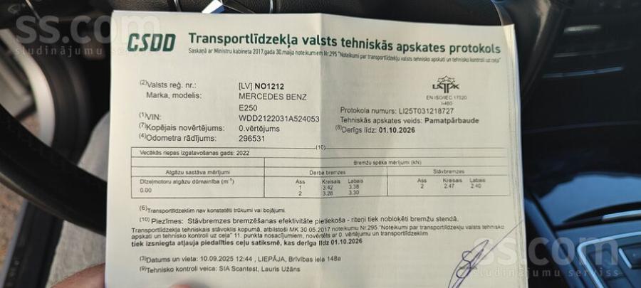 Grey Mercedes-Benz e-250 2011 in Liepaja, with an engine capacity of 2.20 L and mileage of 323 thousand km for 6950 €, photo 12 on AUTOMOTO.COM.LV