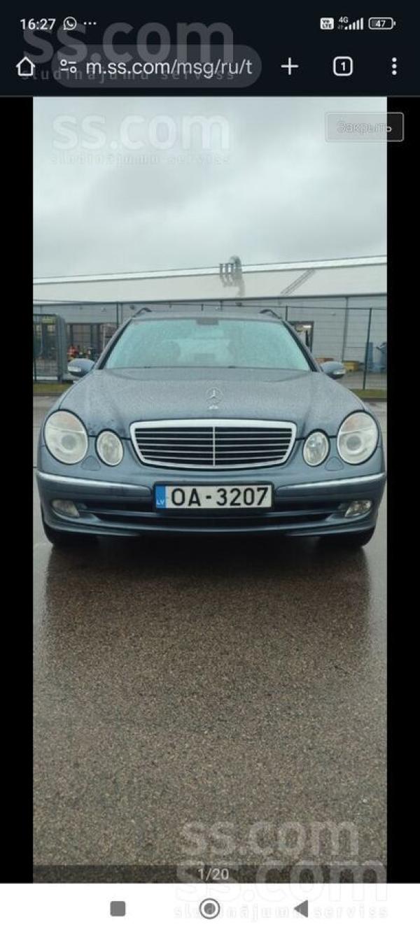 Violet Mercedes-Benz E 270 2004 in Riga, with an engine capacity of 2.70 L and mileage of 411 thousand km for 3000 €, photo 1 on AUTOMOTO.COM.LV