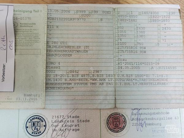 Мерседес Е 280 2006 в Вилкавишкис, объемом двигателя 3.00 л и пробегом 400 тыс. км за 1669 €, фото 7 на AUTOMOTO.COM.LV