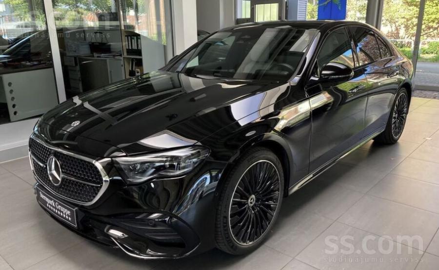 Black Mercedes-Benz E 300 2025 in Riga, with an engine capacity of 2.00 L and mileage of 22 thousand km for 76100 €, photo 1 on AUTOMOTO.COM.LV