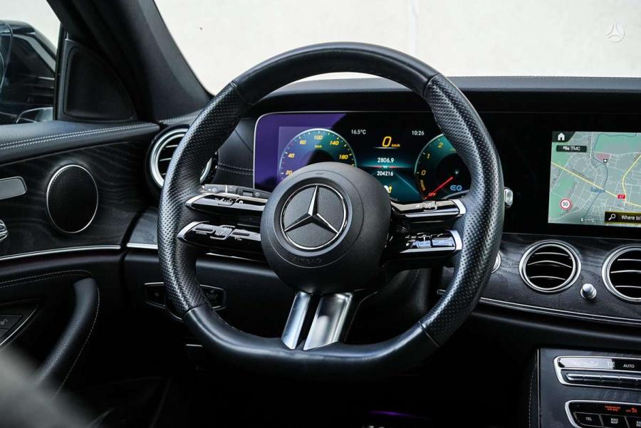 Black Mercedes-Benz E 300 2020 in Marijampole, with an engine capacity of 1.95 L and mileage of 204 thousand km for 23950 €, photo 21 on AUTOMOTO.COM.LV
