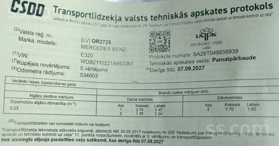 Black Mercedes-Benz E 320 2005 in Kuldiga, with an engine capacity of 3.00 L and mileage of 534 thousand km for 3990 €, photo 25 on AUTOMOTO.COM.LV