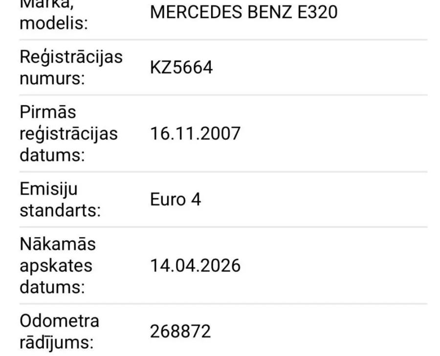 Серый Мерседес Е 320 2007 в Рига, объемом двигателя 3.00 л и пробегом 275 тыс. км за 2990 €, фото 23 на AUTOMOTO.COM.LV