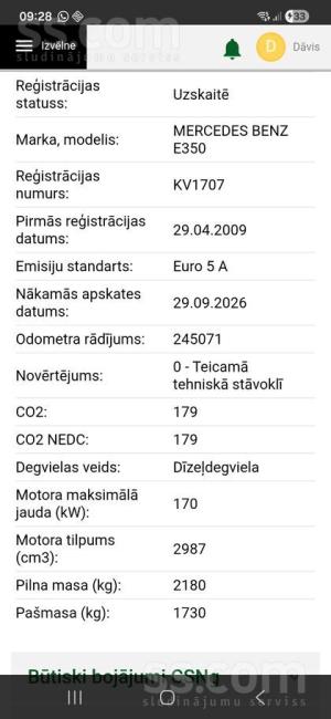 Pelēks Mercedes-Benz E 350 2009 Cēsis, ar dzinēja tilpumu 3.00 L un nobraukumu 252 tūkst. km par 9250 €, foto 14 vietnē AUTOMOTO.COM.LV