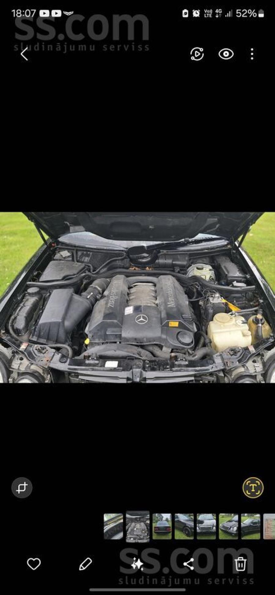 Black Mercedes-Benz e-430 2003 in Liepaja, with an engine capacity of 4.30 L and mileage of 291 thousand km for 3000 €, photo 6 on AUTOMOTO.COM.LV