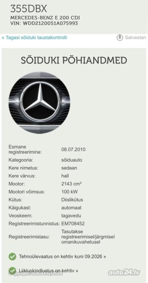 Pelēks Mercedes-Benz E-Class 2010 Tartu, ar dzinēja tilpumu 2.10 L un nobraukumu 316 tūkst. km par 6990 €, foto 15 vietnē AUTOMOTO.COM.LV
