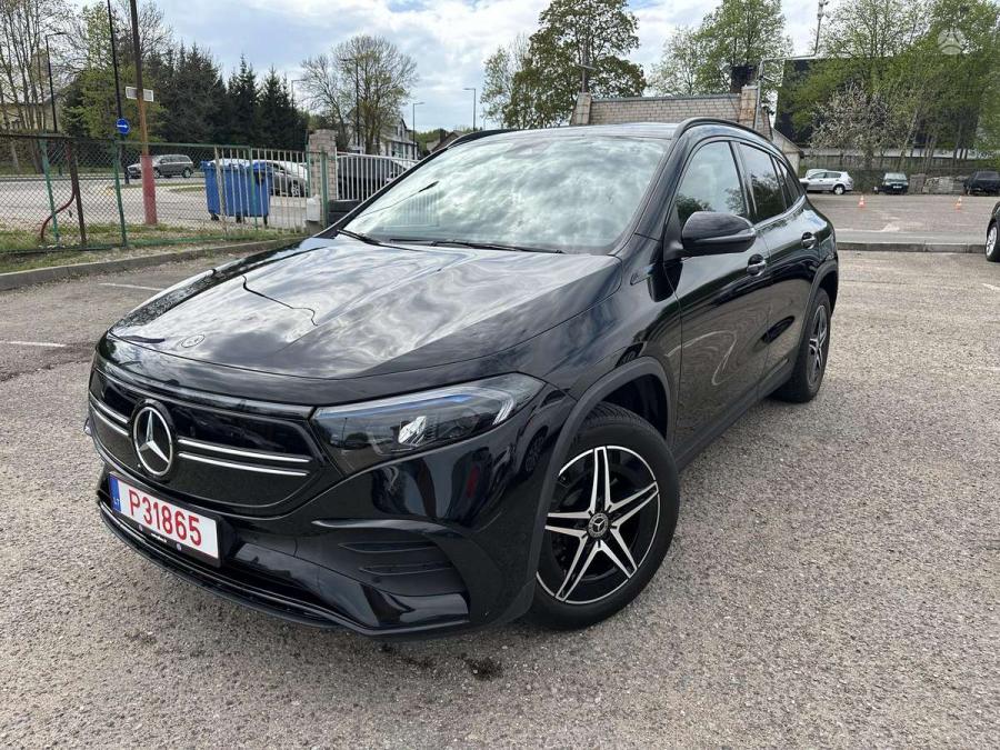 Black Mercedes-Benz EQA 2021 in Alytus, with an engine capacity of 0.00 L and mileage of 100 thousand km for 23500 €, photo 1 on AUTOMOTO.COM.LV
