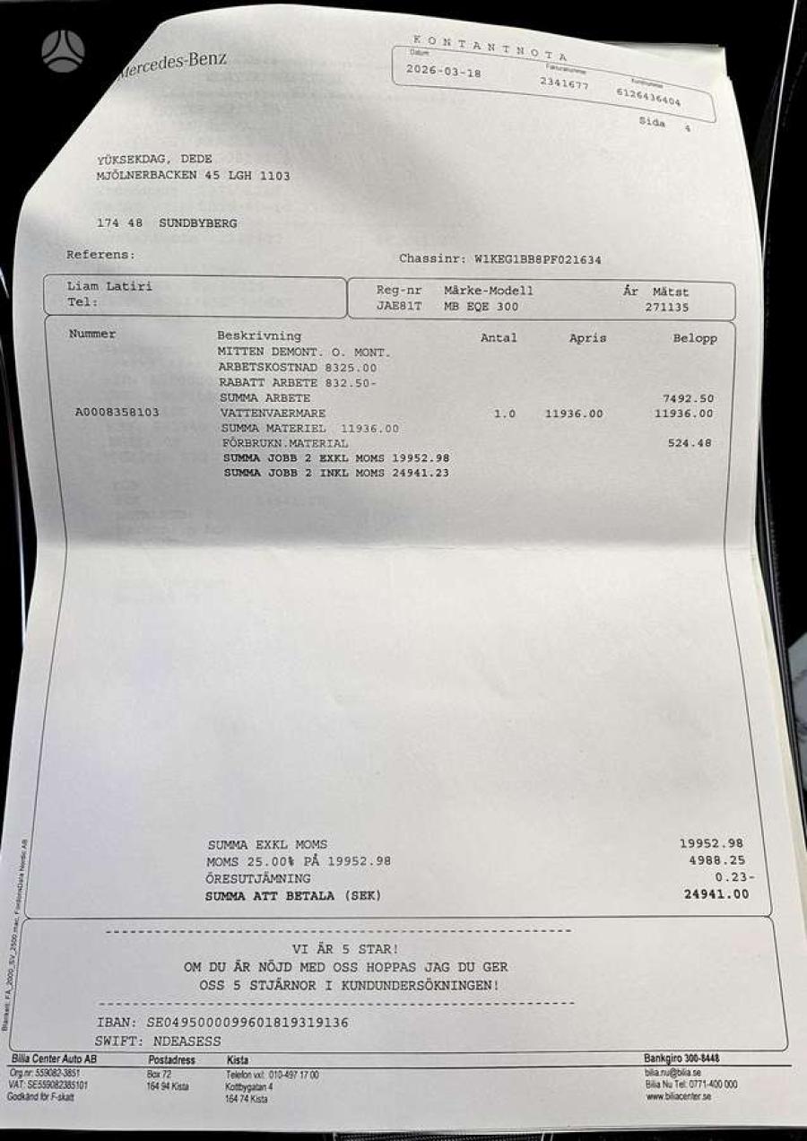 Melns Mercedes-Benz EQE 2023 Marijampole, ar dzinēja tilpumu 0.00 L un nobraukumu 271 tūkst. km par 24990 €, foto 33 vietnē AUTOMOTO.COM.LV