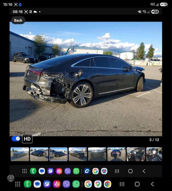 Black Mercedes-Benz EQS 2022 in Vilnius, with an engine capacity of 0.00 L and mileage of 90 thousand km for 25000 €, photo 4 on AUTOMOTO.COM.LV