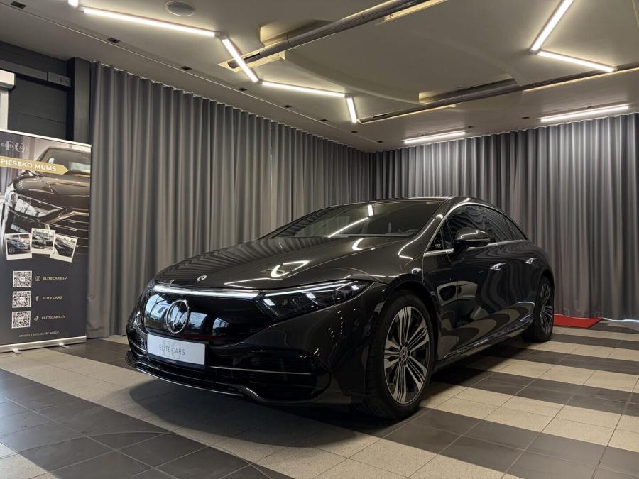 Black Mercedes-Benz EQS 2024 in Marupe, with an engine capacity of 0.00 L and mileage of 10 thousand km for 70000 €, photo 1 on AUTOMOTO.COM.LV