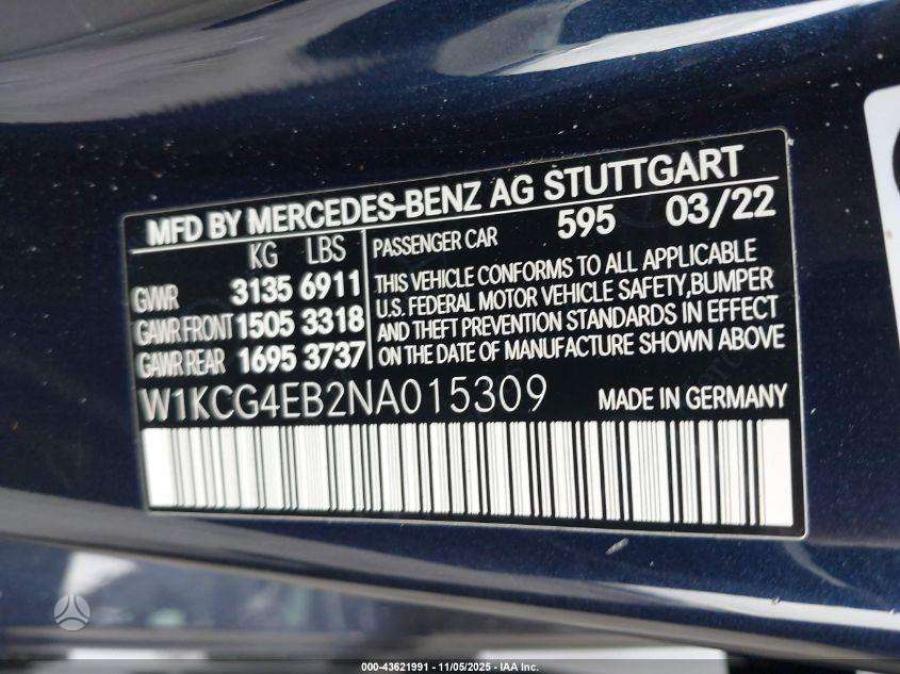 Blue Mercedes-Benz EQS 2022 in Vilnius, with an engine capacity of 0.00 L and mileage of 47 thousand km for 33500 €, photo 14 on AUTOMOTO.COM.LV