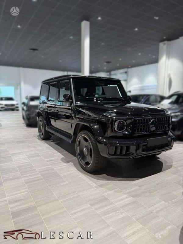 Black Mercedes-Benz G63 AMG 2025 in Vilnius, with an engine capacity of 3.98 L and mileage of 100 thousand km for 268620 €, photo 1 on AUTOMOTO.COM.LV