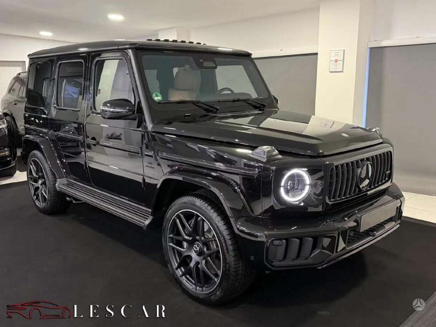 Black Mercedes-Benz G63 AMG 2025 in Vilnius, with an engine capacity of 3.98 L and mileage of 28 thousand km for 235000 €, photo 1 on AUTOMOTO.COM.LV