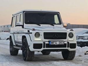Balts Mercedes-Benz G63 AMG 2014 Viļņa, ar dzinēja tilpumu 5.46 L un nobraukumu 179 tūkst. km par 52000 €, foto  vietnē AUTOMOTO.COM.LV