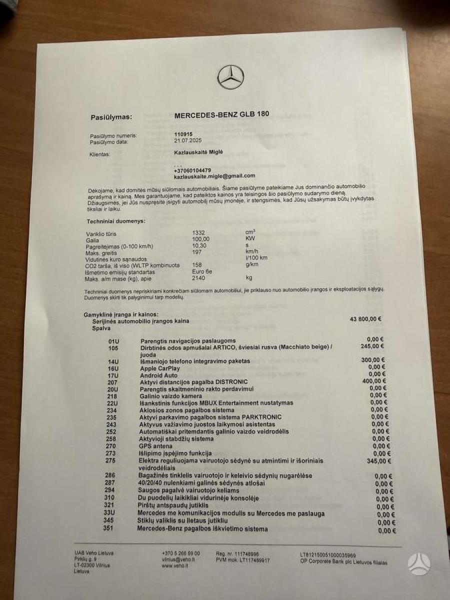 Pelēks Mercedes-Benz GLB 180 2025 Kauņa, ar dzinēja tilpumu 1.33 L un nobraukumu 14 tūkst. km par 42000 €, foto 18 vietnē AUTOMOTO.COM.LV