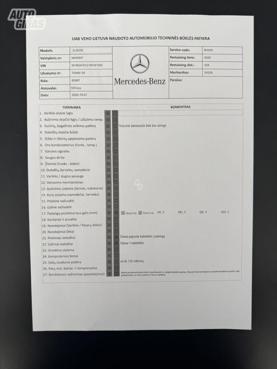 Grey Mercedes-Benz GLB 200 2022 in Vilnius, with an engine capacity of 2.00 L and mileage of 96 thousand km for 26050 €, photo 14 on AUTOMOTO.COM.LV