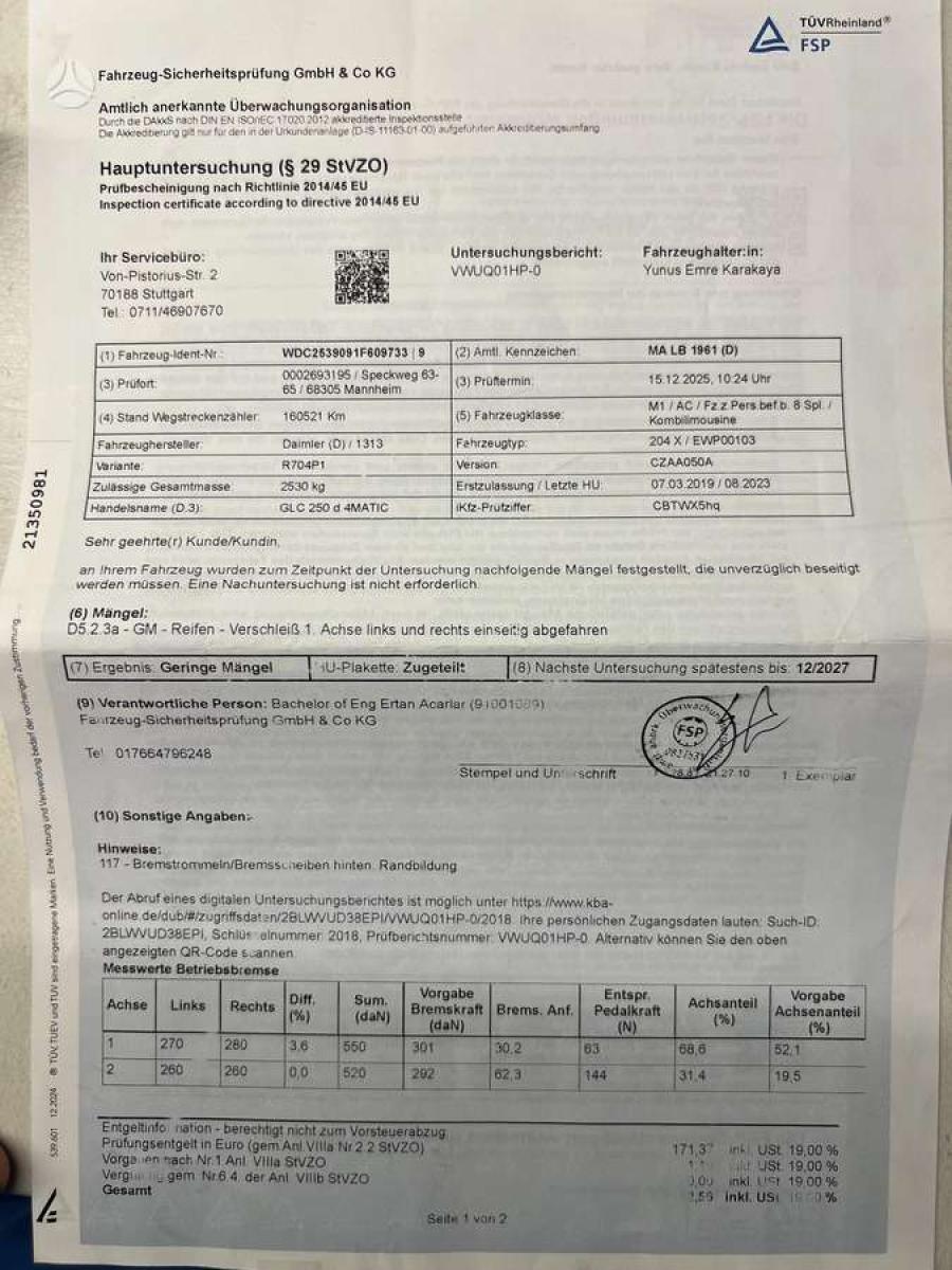 Grey Mercedes-Benz GLC 250 2019 in Kaunas, with an engine capacity of 2.14 L and mileage of 175 thousand km for 11350 €, photo 38 on AUTOMOTO.COM.LV