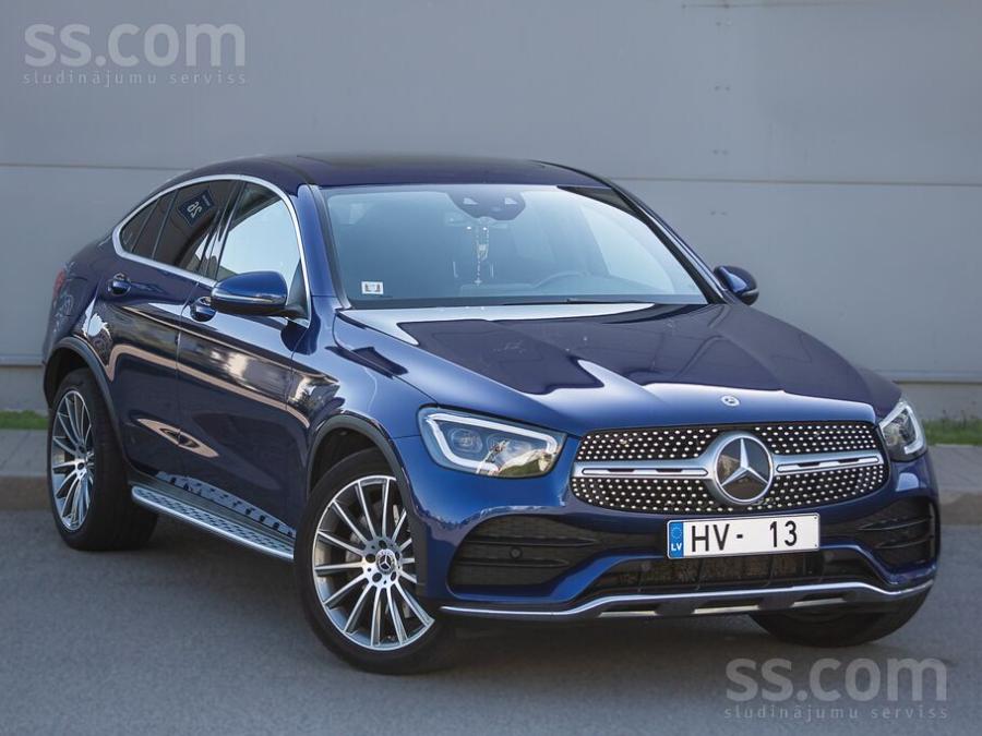 Blue Mercedes-Benz GLC 300 2019 in Riga, with an engine capacity of 3.00 L and mileage of 163 thousand km for 35990 €, photo 1 on AUTOMOTO.COM.LV