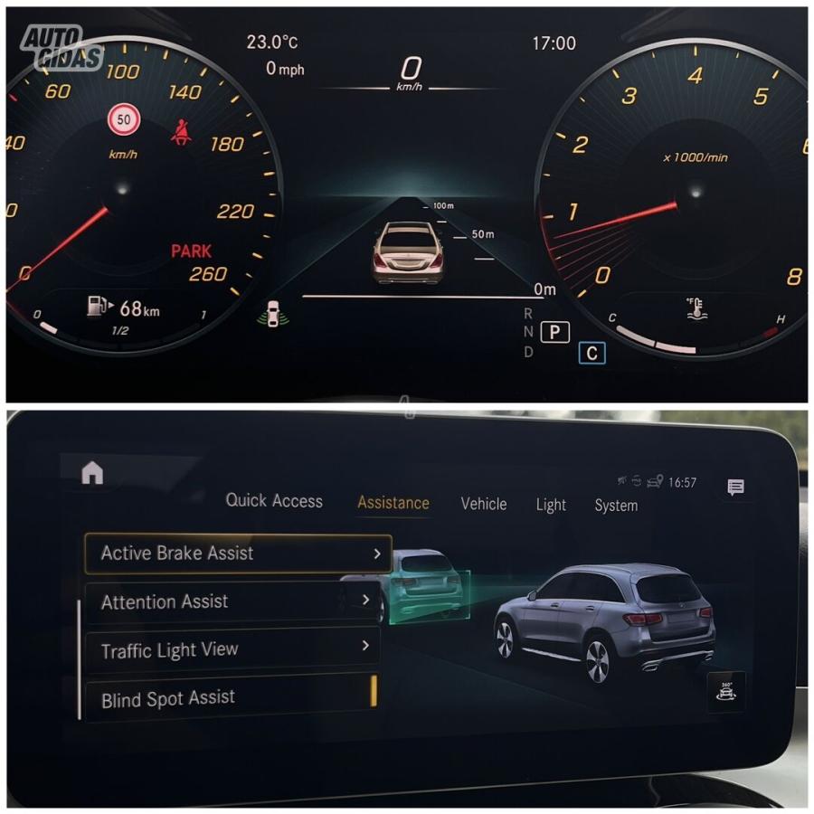 Blue Mercedes-Benz GLC 300 2021 in Silute, with an engine capacity of 2.00 L and mileage of 92 thousand km for 28999 €, photo 18 on AUTOMOTO.COM.LV