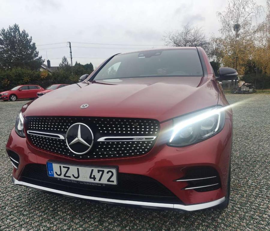 Red Mercedes-Benz GLC 43 AMG 2017 in Kaunas, with an engine capacity of 3.00 L and mileage of 37 thousand km for 39000 €, photo 1 on AUTOMOTO.COM.LV
