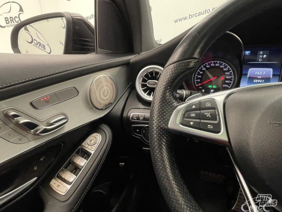 Black Mercedes-Benz GLC 63 AMG 2019 in Avizieniai, with an engine capacity of 4.00 L and mileage of 67 thousand km for 42900 €, photo 33 on AUTOMOTO.COM.LV