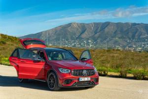 Red Mercedes-Benz GLC 63 AMG 2022 in Vilnius, with an engine capacity of 3.98 L and mileage of 50 thousand km for 59999 €, photo 37 on AUTOMOTO.COM.LV