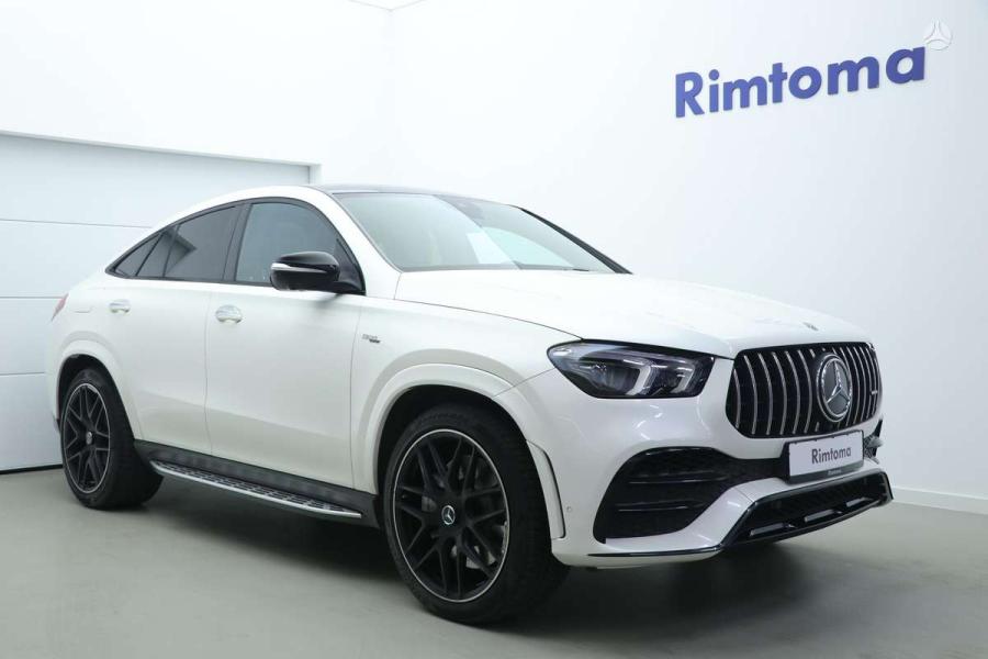 White Mercedes-Benz GLE 53 AMG 2021 in Vilnius, with an engine capacity of 3.00 L and mileage of 113 thousand km for 59990 €, photo 1 on AUTOMOTO.COM.LV