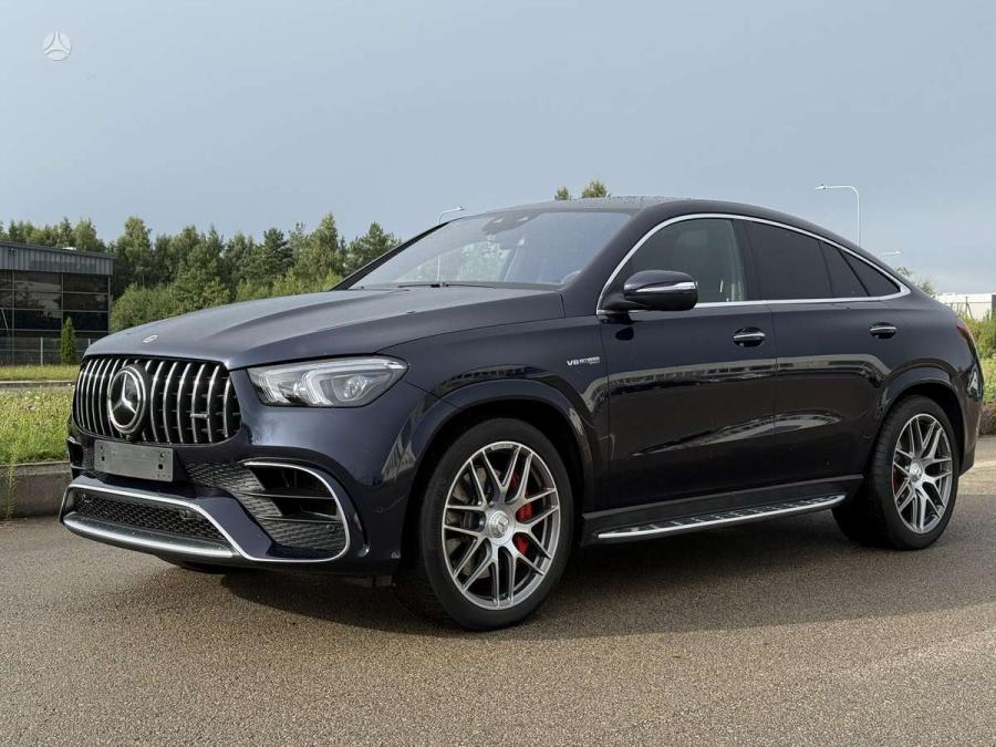 Blue Mercedes-Benz GLE 63 AMG 2021 in Panevezys, with an engine capacity of 3.98 L and mileage of 72 thousand km for 68900 €, photo 1 on AUTOMOTO.COM.LV