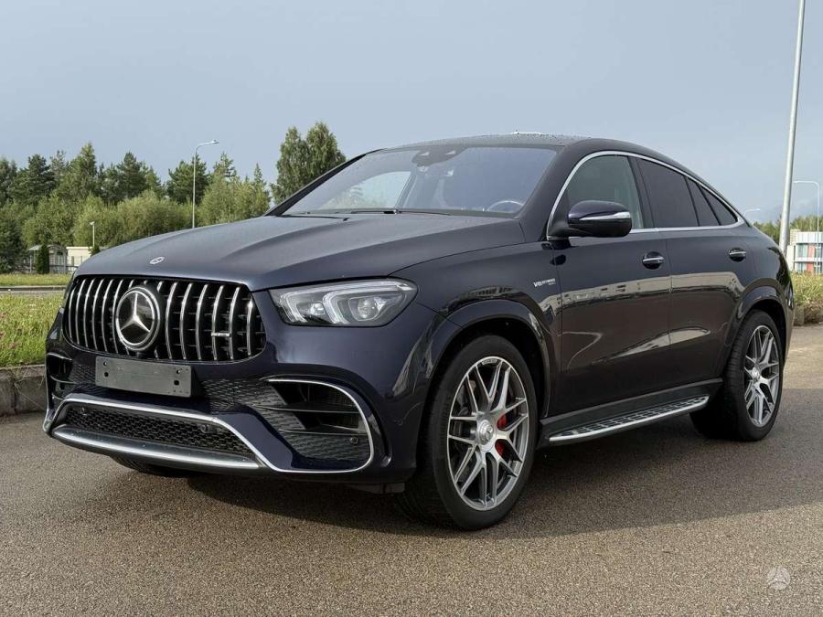 Blue Mercedes-Benz GLE 63 AMG 2021 in Panevezys, with an engine capacity of 3.98 L and mileage of 72 thousand km for 68900 €, photo 5 on AUTOMOTO.COM.LV