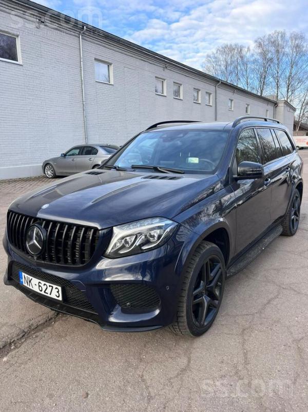 Blue Mercedes-Benz GLS 350 2016 in Riga, with an engine capacity of 3.50 L and mileage of 273 thousand km for 26900 €, photo 2 on AUTOMOTO.COM.LV