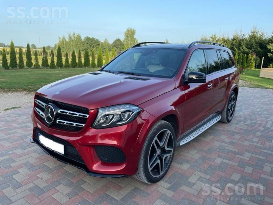 Red Mercedes-Benz GLS 350 2016 in Riga, with an engine capacity of 3.00 L and mileage of 255 thousand km for 31000 €, photo 1 on AUTOMOTO.COM.LV