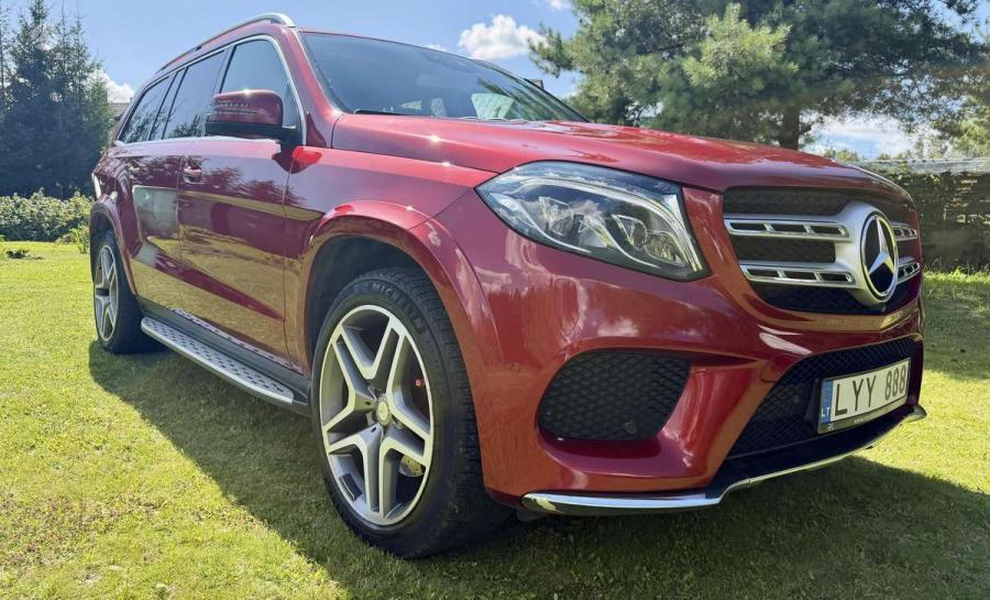 Sarkans Mercedes-Benz GLS 350 2016 Viļņa, ar dzinēja tilpumu 2.99 L un nobraukumu 240 tūkst. km par 34500 €, foto 1 vietnē AUTOMOTO.COM.LV
