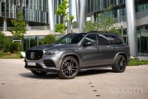 Pelēks Mercedes-Benz GLS 400 2021 Rīga, ar dzinēja tilpumu 3.00 L un nobraukumu 150 tūkst. km par 74900 €, foto  vietnē AUTOMOTO.COM.LV