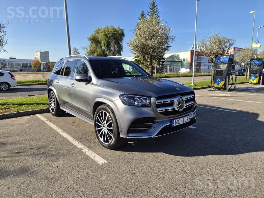 Pelēks Mercedes-Benz GLS 400 2022 Rīga, ar dzinēja tilpumu 3.00 L un nobraukumu 133 tūkst. km par 74900 €, foto 1 vietnē AUTOMOTO.COM.LV