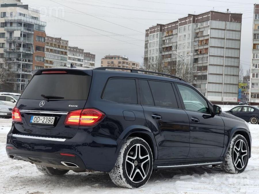 Blue Mercedes-Benz GLS 450 2017 in Riga, with an engine capacity of 3.00 L and mileage of 102 thousand km for 37000 €, photo 2 on AUTOMOTO.COM.LV