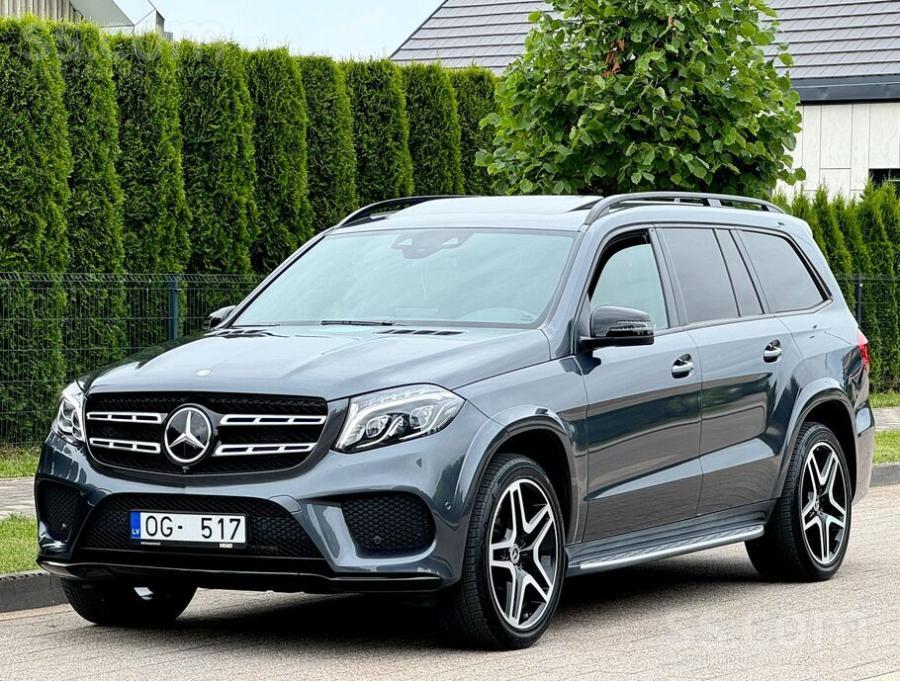 Grey Mercedes-Benz GLS 450 2017 in Riga, with an engine capacity of 3.00 L and mileage of 51 thousand km for 37900 €, photo 1 on AUTOMOTO.COM.LV