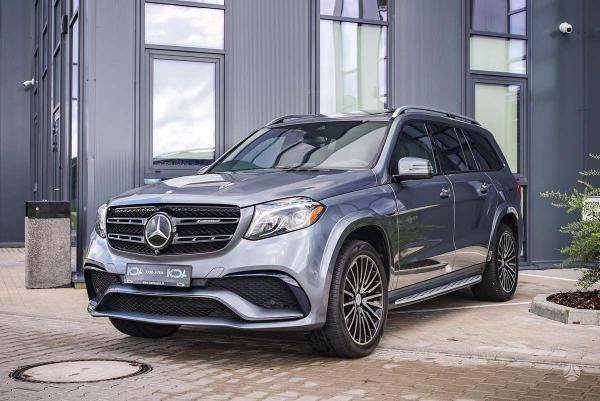 Grey Mercedes-Benz GLS 450 2017 in Kaunas, with an engine capacity of 3.00 L and mileage of 162 thousand km for 28950 €, photo 3 on AUTOMOTO.COM.LV