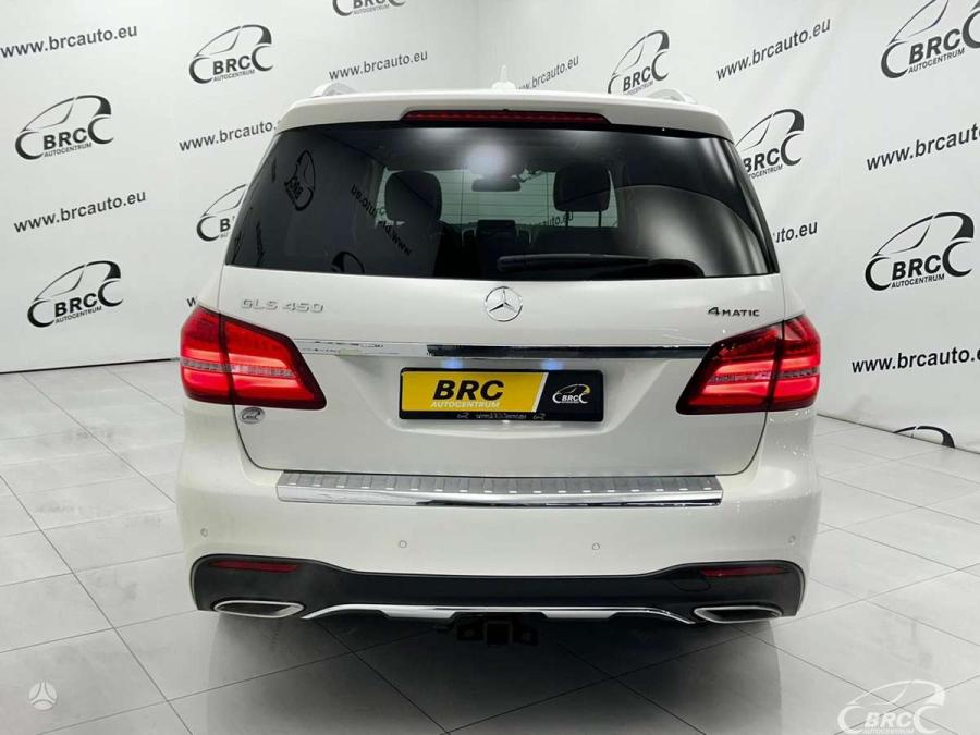 White Mercedes-Benz GLS 450 2017 in Vilnius, with an engine capacity of 2.99 L and mileage of 259 thousand km for 21500 €, photo 31 on AUTOMOTO.COM.LV