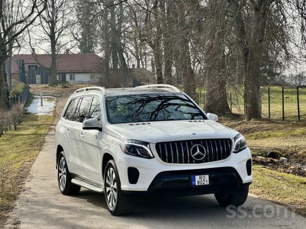 White Mercedes-Benz GLS 450 2019 in Riga, with an engine capacity of 3.00 L and mileage of 106 thousand km for 36900 €, photo 1 on AUTOMOTO.COM.LV