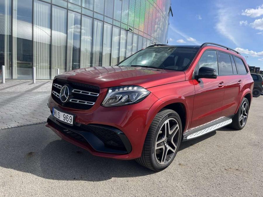 Красный Мерседес GLS 550 2018 в Шяуляй, объемом двигателя 4.66 л и пробегом 89 тыс. км за 37000 €, фото 1 на AUTOMOTO.COM.LV