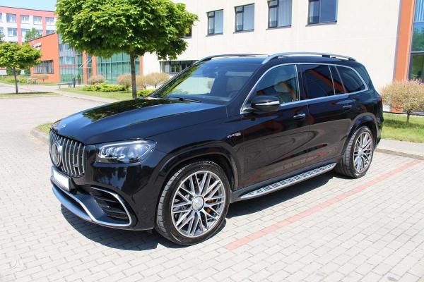 Black Mercedes-Benz GLS 63 AMG 2021 in Klaipeda, with an engine capacity of 3.98 L and mileage of 112 thousand km for 82900 €, photo 2 on AUTOMOTO.COM.LV
