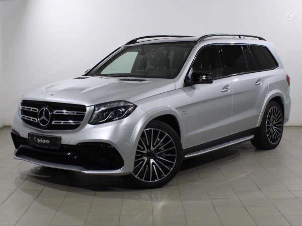 Grey Mercedes-Benz GLS 63 AMG 2018 in Vilnius, with an engine capacity of 5.50 L and mileage of 185 thousand km for 35000 €, photo 1 on AUTOMOTO.COM.LV