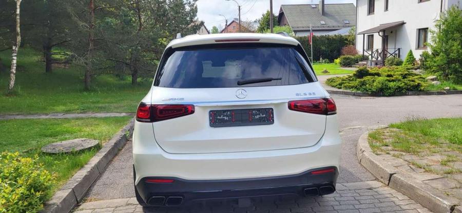 White Mercedes-Benz GLS 63 AMG 2021 in Vilnius, with an engine capacity of 3.98 L and mileage of 80 thousand km for 83000 €, photo 6 on AUTOMOTO.COM.LV